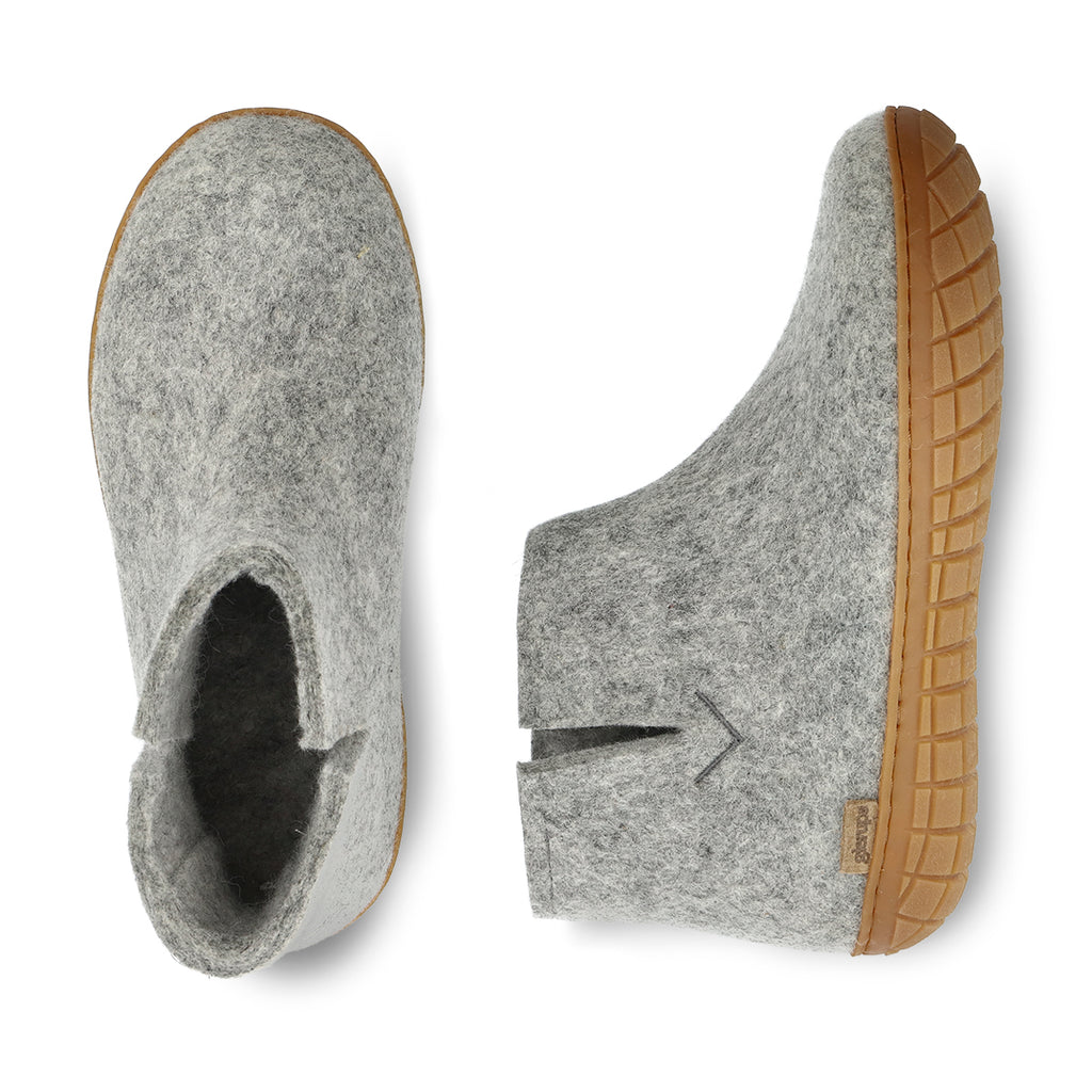 Boot with natural rubber sole - honey - Grey – glerups.co.uk